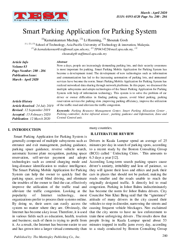 (PDF) Smart Parking Application for Parking System