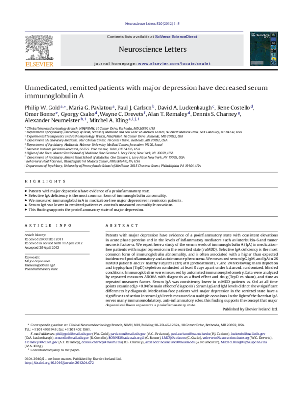 (PDF) Unmedicated, remitted patients with major depression have ...