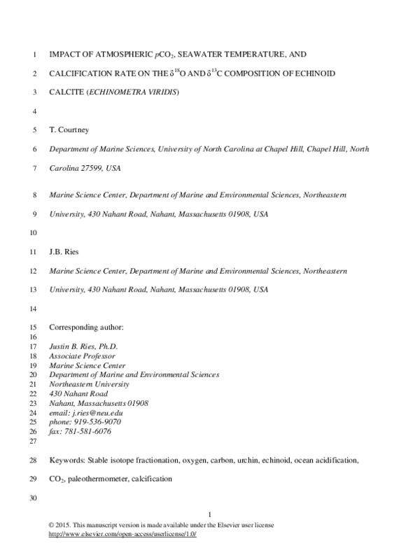(PDF) Impact of atmospheric pCO2, seawater temperature, and ...