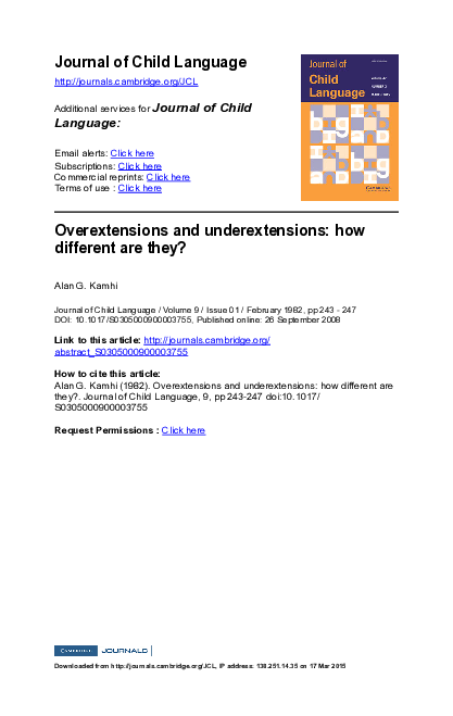 (PDF) Overextensions and underextensions: how different are they?