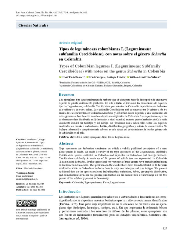 (PDF) Tipos de leguminosas colombianas I. (Leguminosae: subfamilia ...