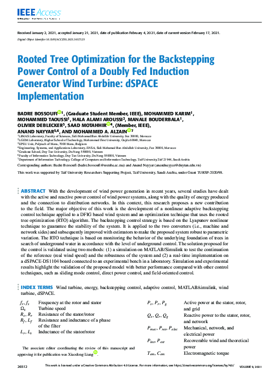 Pdf Rooted Tree Optimization For The Backstepping Power Control Of A Doubly Fed Induction