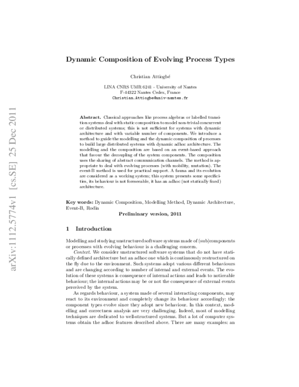 (PDF) Dynamic Composition of Evolving Process Types