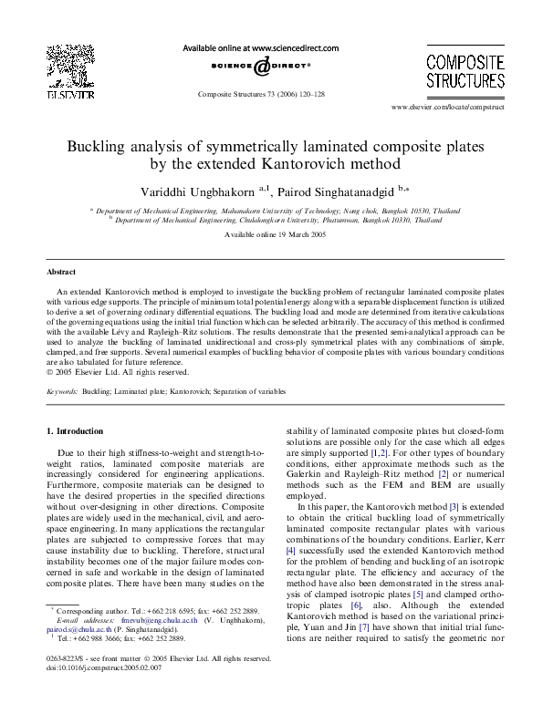 Pdf Buckling Analysis Of Symmetrically Laminated Composite Plates By