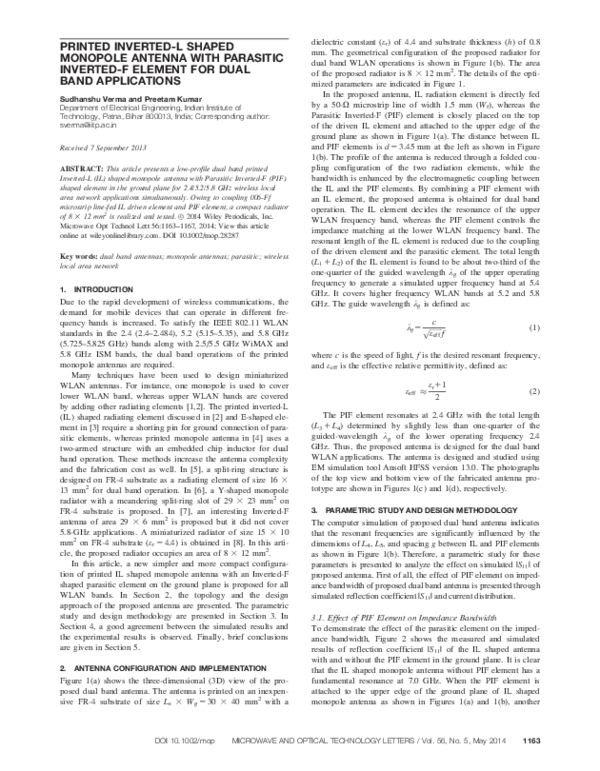 (PDF) Printed inverted-L shaped monopole antenna with Parasitic ...