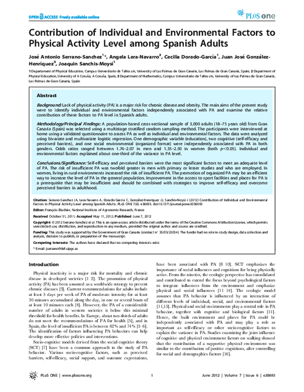 (PDF) Contribution of Individual and Environmental Factors to Physical ...
