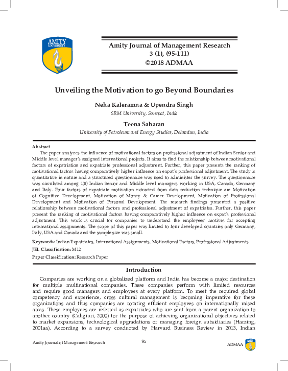 (PDF) Unveiling the Motivation to go Beyond Boundaries | Neha kaleramna ...