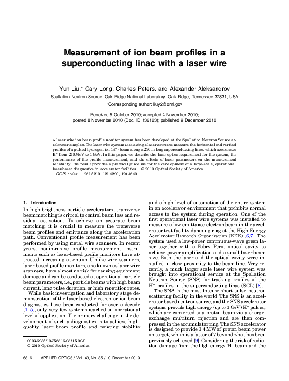 (PDF) Ion Beam Profiling with Laser Wire System