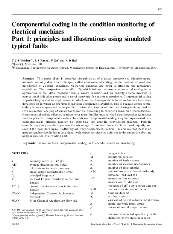 (PDF) Componential coding in the condition monitoring of electrical ...