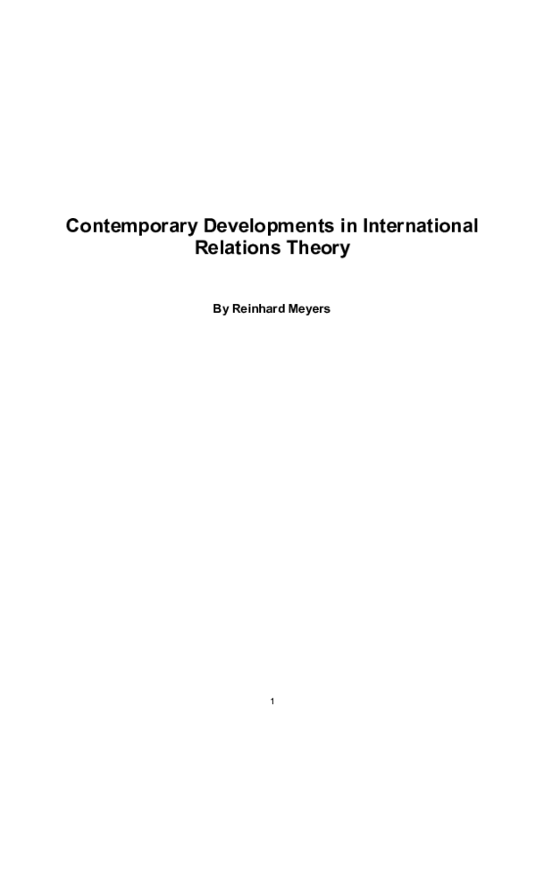 (PDF) Contemporary Developments in International Relations Theory