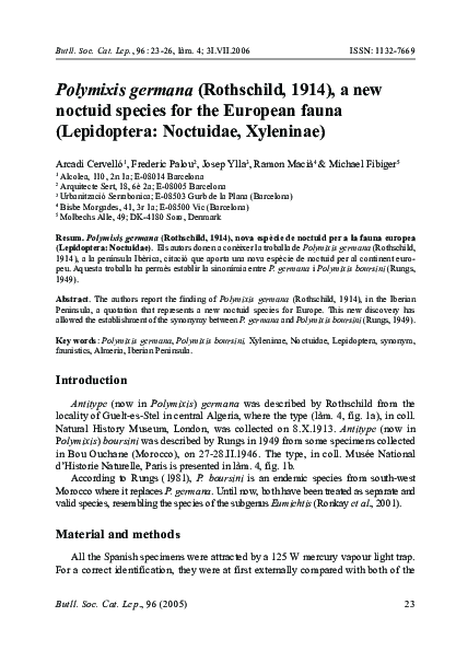 (PDF) Polymixis germana (Rothschild, 1914), a new noctuid species for the European fauna ...