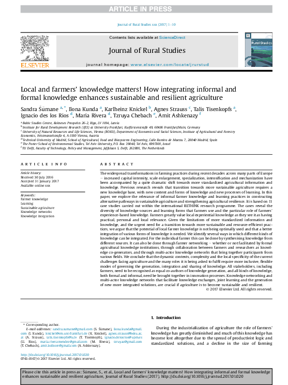 (PDF) Local and farmers' knowledge matters! How integrating informal ...