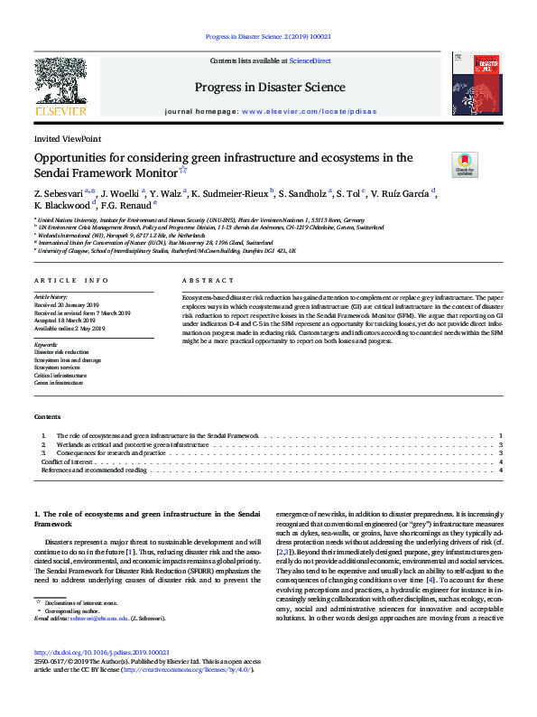 (PDF) Opportunities for considering green infrastructure and ecosystems ...
