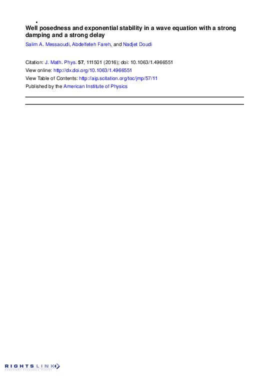 (PDF) Well posedness and exponential stability in a wave equation with ...