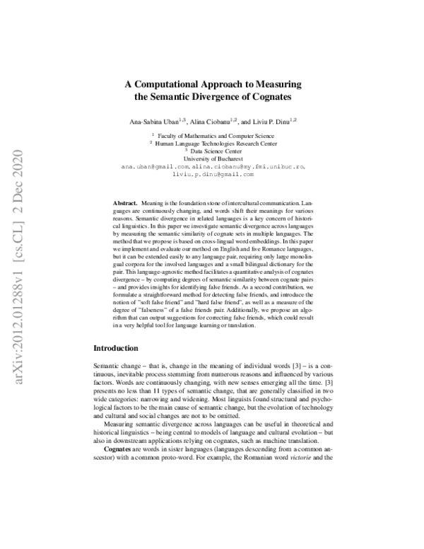 (PDF) A Computational Approach to Measuring the Semantic Divergence of ...