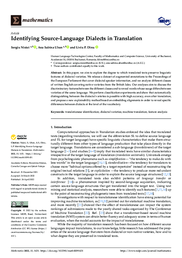 (PDF) Identifying Source-Language Dialects in Translation