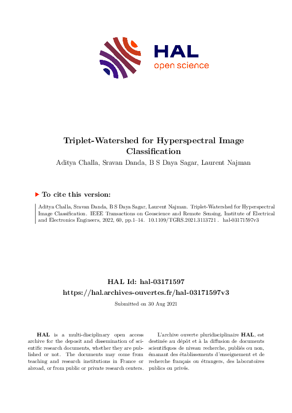 (PDF) Triplet-Watershed for Hyperspectral Image Classification