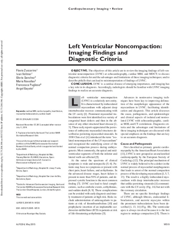(PDF) Left ventricular noncompaction: imaging findings and diagnostic ...