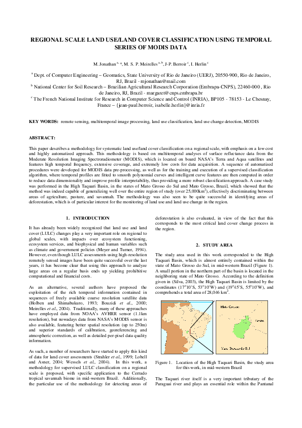 (PDF) Regional scale land use/land cover classification using temporal series of MODIS data