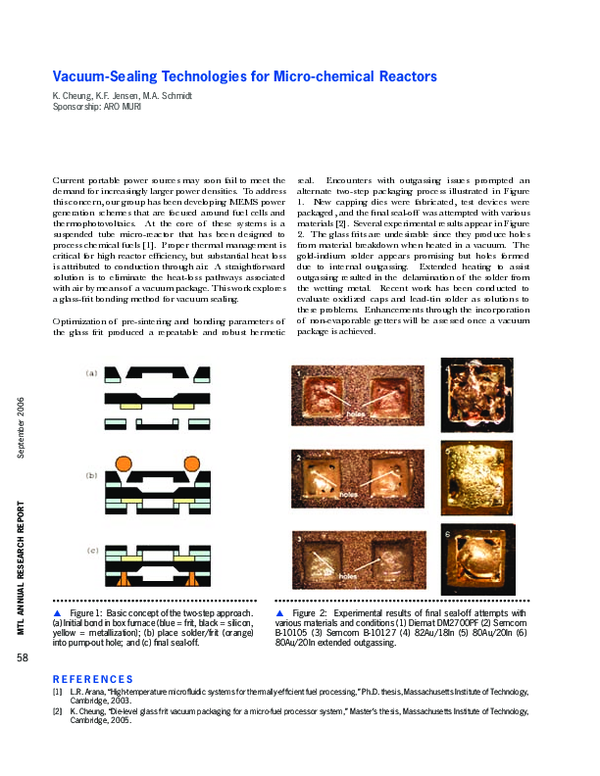 (PDF) Vacuum-Sealing Technologies for Micro-chemical Reactors