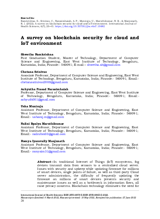 (PDF) Blockchain Security in IoT and Cloud Systems