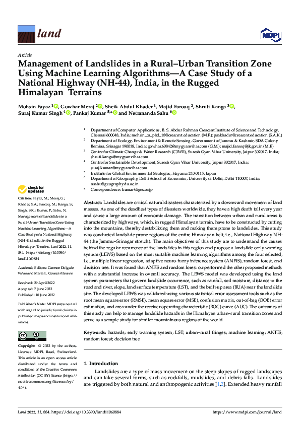 (PDF) Management of Landslides in a Rural–Urban Transition Zone Using Machine Learning ...