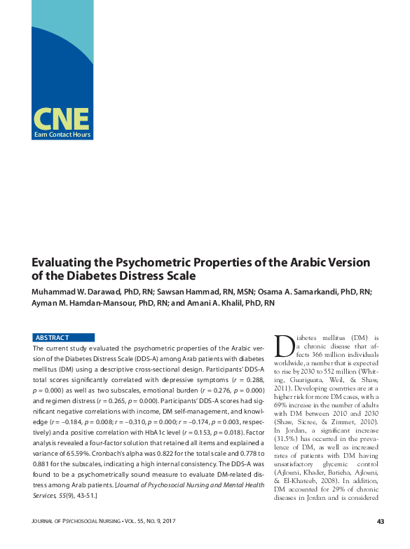 (PDF) Evaluating the Psychometric Properties of the Arabic Version of ...