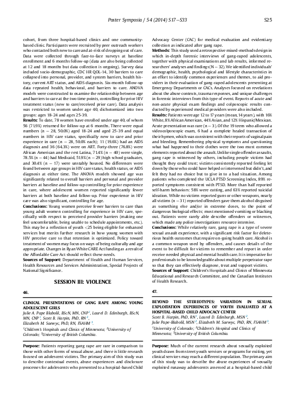 (PDF) Clinical Presentations of Gang Rape Among Young Adolescent GIRLS ...