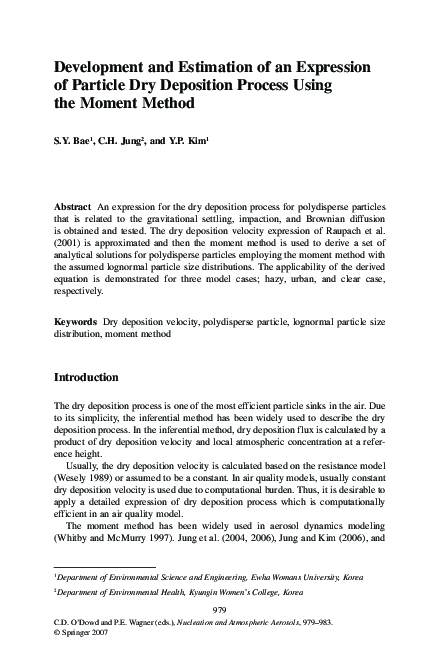 (PDF) Development and Estimation of an Expression of Particle Dry ...