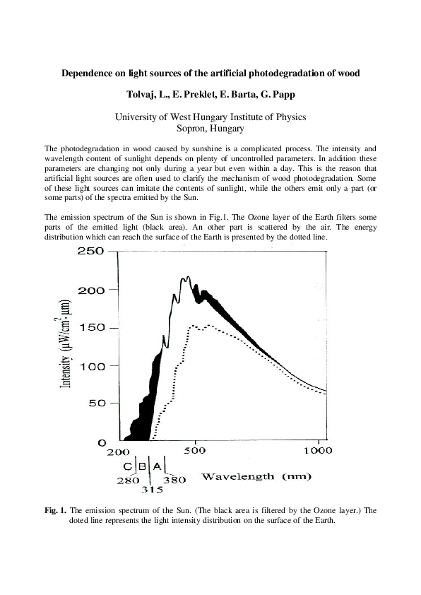 (PDF) Photodegradation of Wood Under Artificial Light