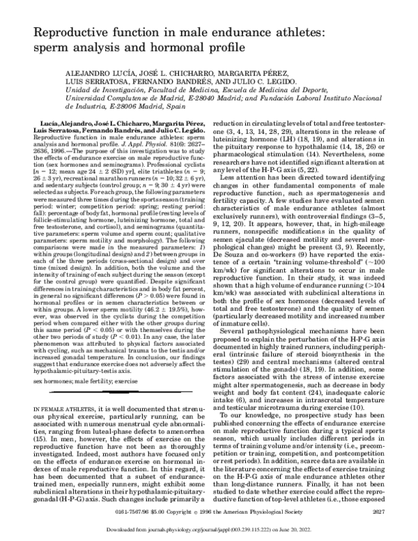 (PDF) Reproductive function in male endurance athletes: sperm analysis ...