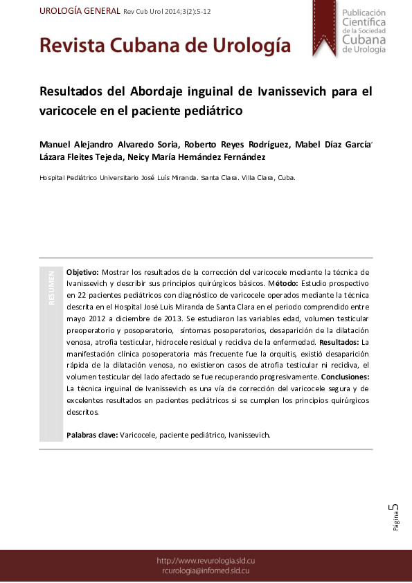 (PDF) Abordaje inguinal de Ivanissevich para el varicocele en el ...