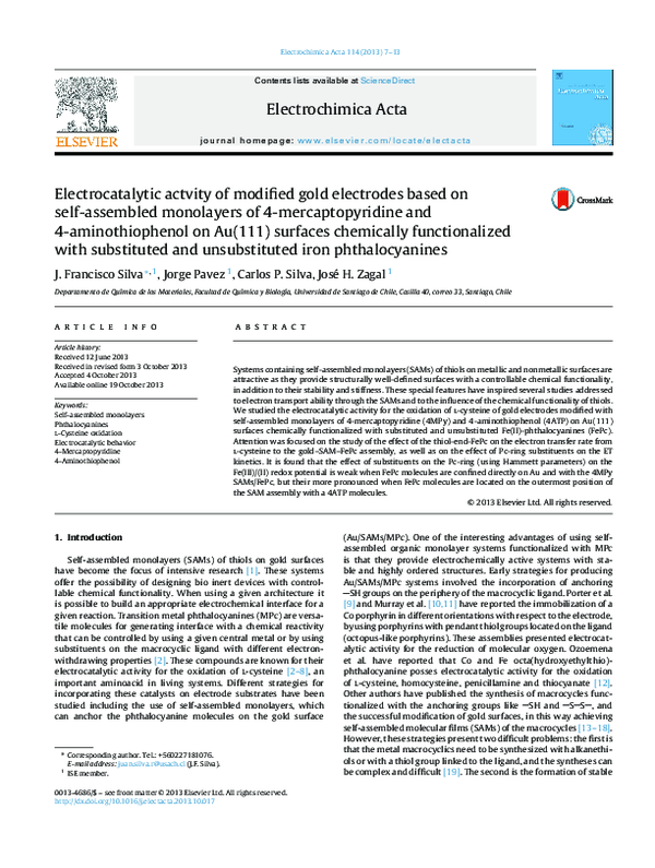 (PDF) Electrocatalytic actvity of modified gold electrodes based on ...