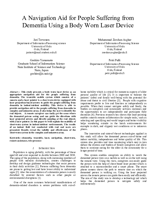 (PDF) A navigation aid for people suffering from dementia using a body ...