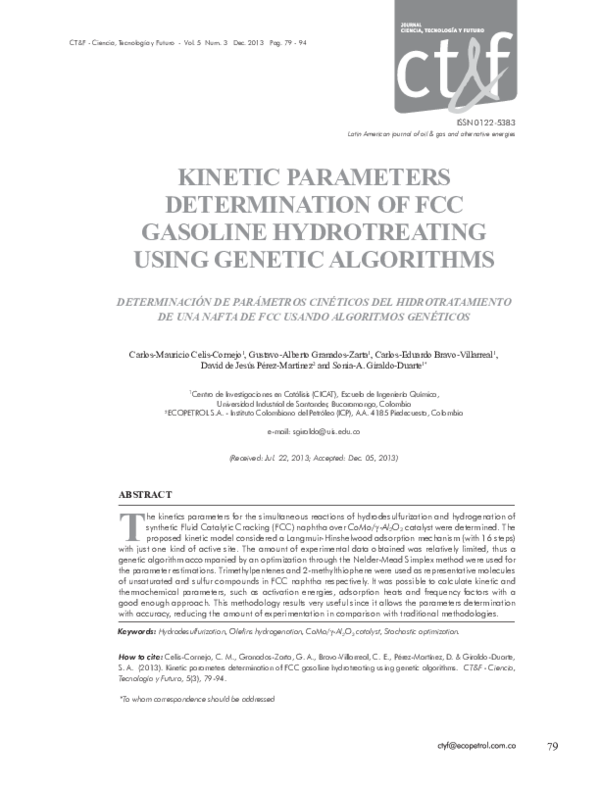 (PDF) Kinetic parameters determination of FCC gasoline hydrotreating ...