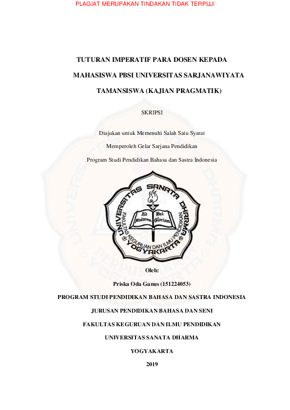 (PDF) Tuturan imperatif para dosen kepada mahasiswa PBSI Universitas Sarjanawiyata Tamansiswa ...