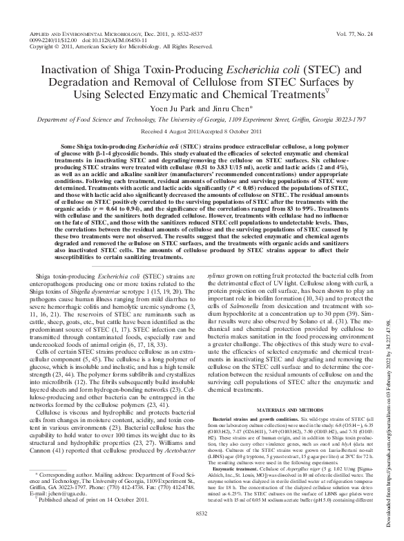 (PDF) Inactivation of Shiga Toxin-Producing Escherichia coli (STEC) and ...