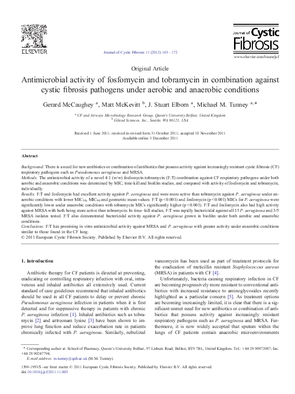 (PDF) Antimicrobial activity of fosfomycin and tobramycin in ...