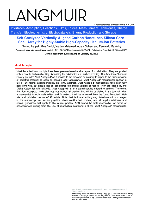 (PDF) Self-Catalyzed Vertically Aligned Carbon Nanotube–Silicon Core ...