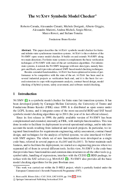 Pdf The Nuxmv Symbolic Model Checker