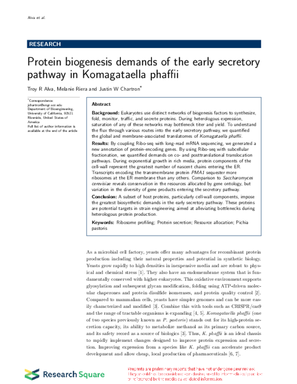 (PDF) Protein Biogenesis Demands of the Early Secretory Pathway in ...