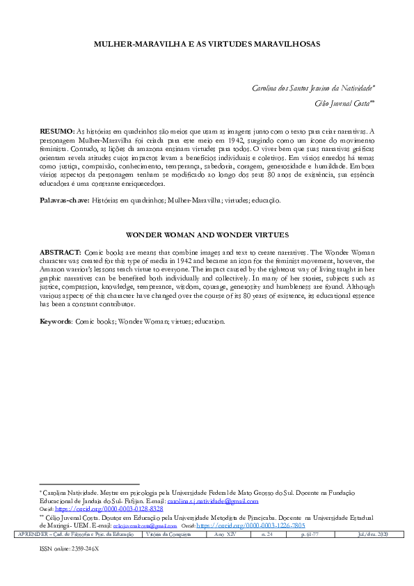 (PDF) Wonder Woman and Wonder Virtues