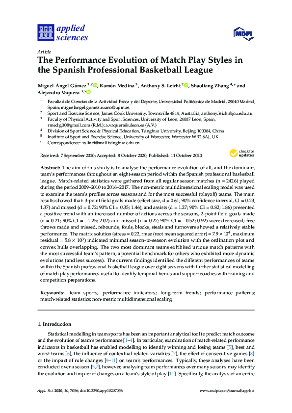 (PDF) The Performance Evolution of Match Play Styles in the Spanish ...