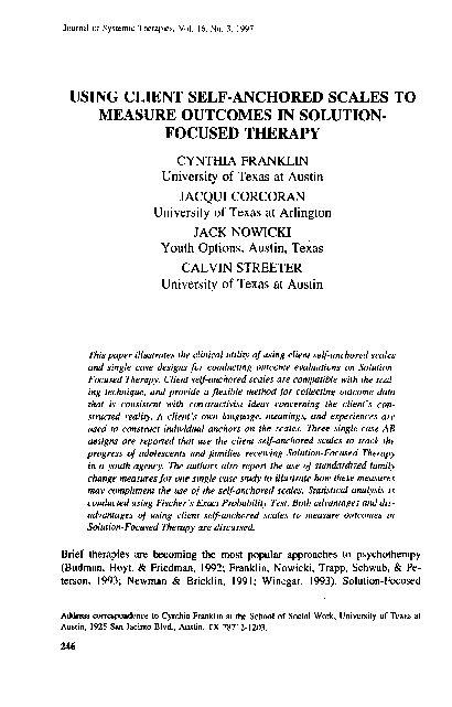 (PDF) Using Client Self-Anchored Scales to Measure Outcomes in Solution ...