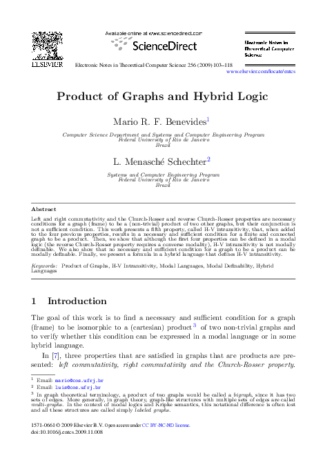 (PDF) Product of Graphs and Hybrid Logic