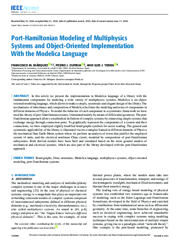 (PDF) Port-Hamiltonian Modeling of Multiphysics Systems and Object-Oriented Implementation With ...