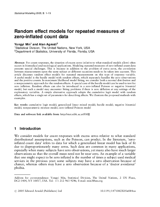 (PDF) Random effect models for repeated measures of zero-inflated count ...
