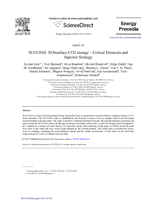 Pdf Success Subsurface Co2 Storage Critical Elements And Superior
