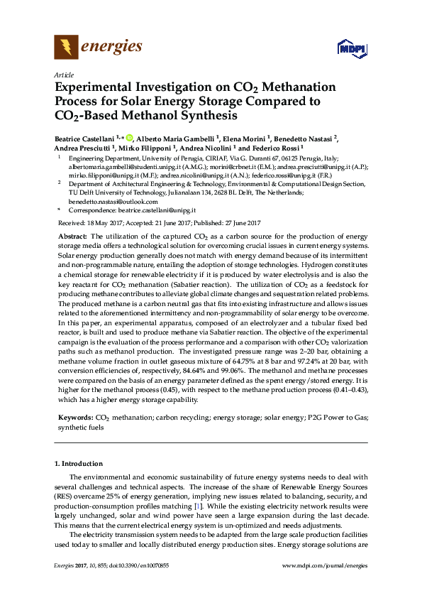 (PDF) Experimental Investigation on CO2 Methanation Process for Solar ...