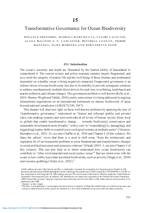 (PDF) Transformative Governance for Ocean Biodiversity